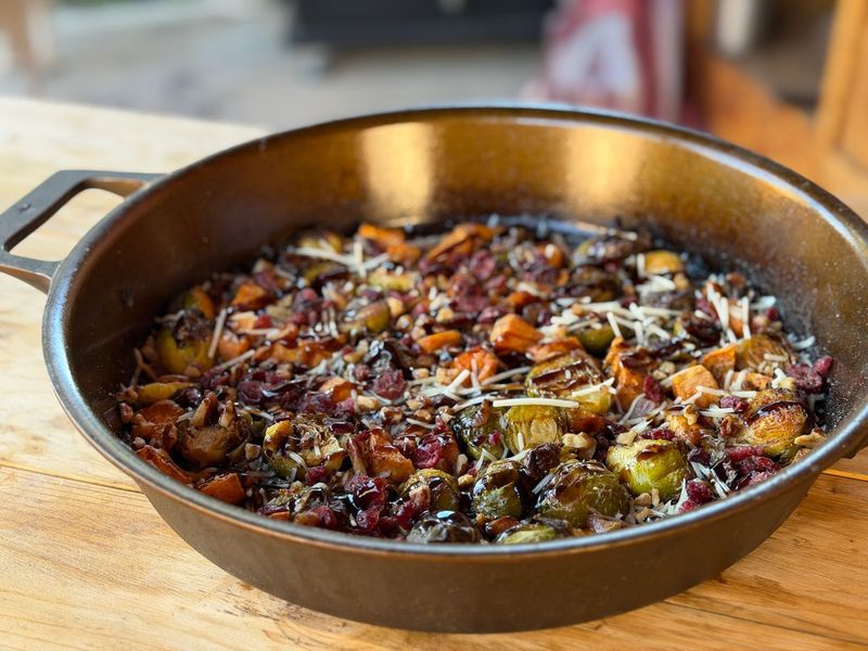 Balsamic Glazed Brussels Sprouts & Sweet Potatoes – Kent Rollins